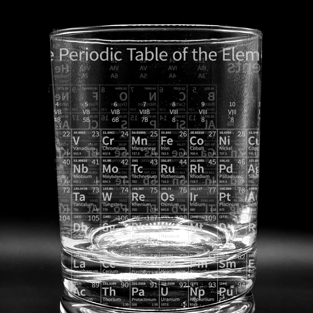 PERIODIC TABLE Engraved Whiskey Glass | 11 Oz Rim Tempered | Elements ...