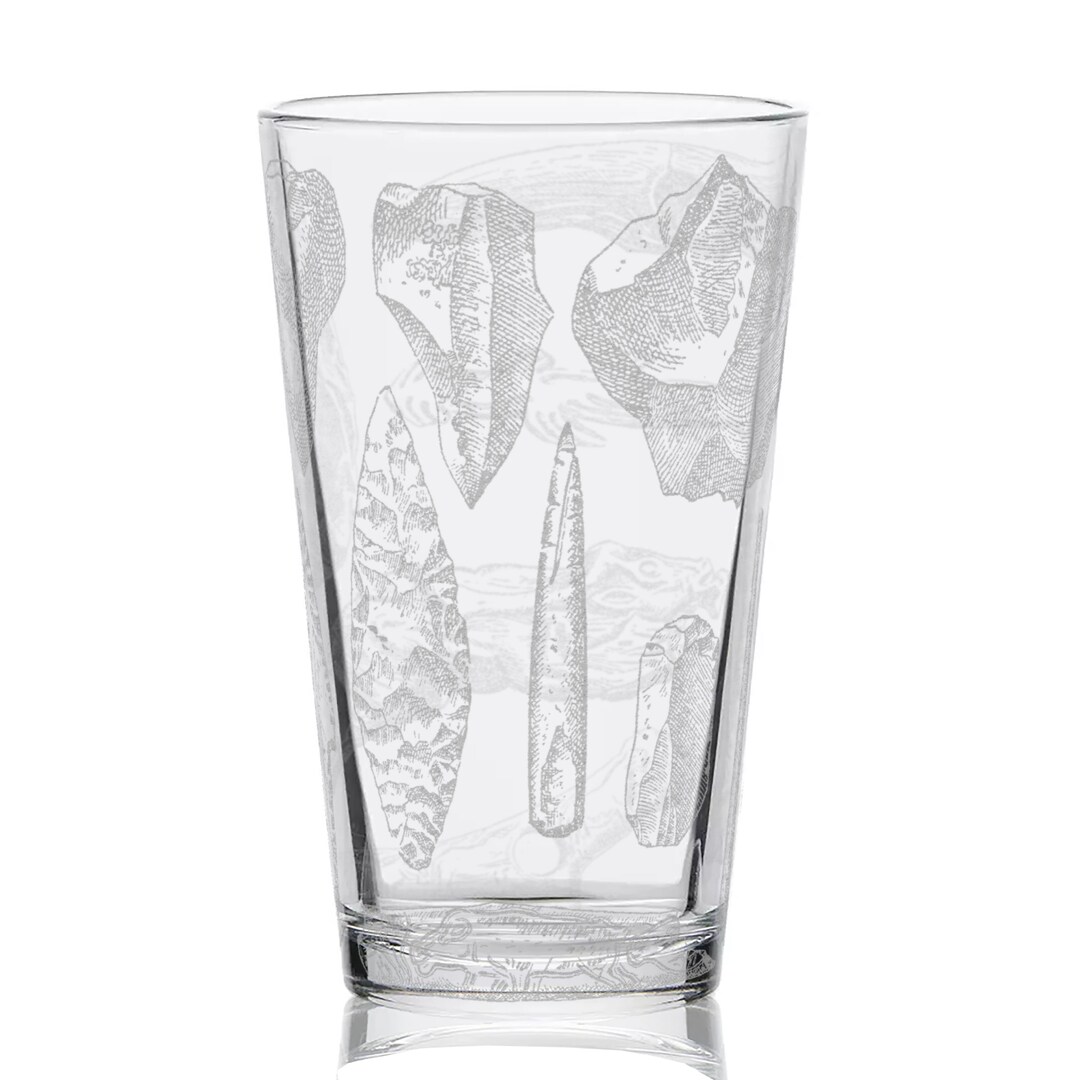 PREHISTORIC STONES BONES Engraved 16oz Pint Glass Ancient Artistry ...