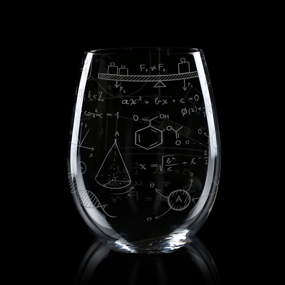 SCIENCE EQUATIONS Engraved Wine Glass | 17 Oz Rim Tempered | Elements ...