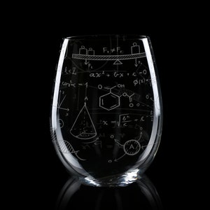SCIENCE EQUATIONS Engraved Wine Glass | 17 Oz Rim Tempered | Elements ...
