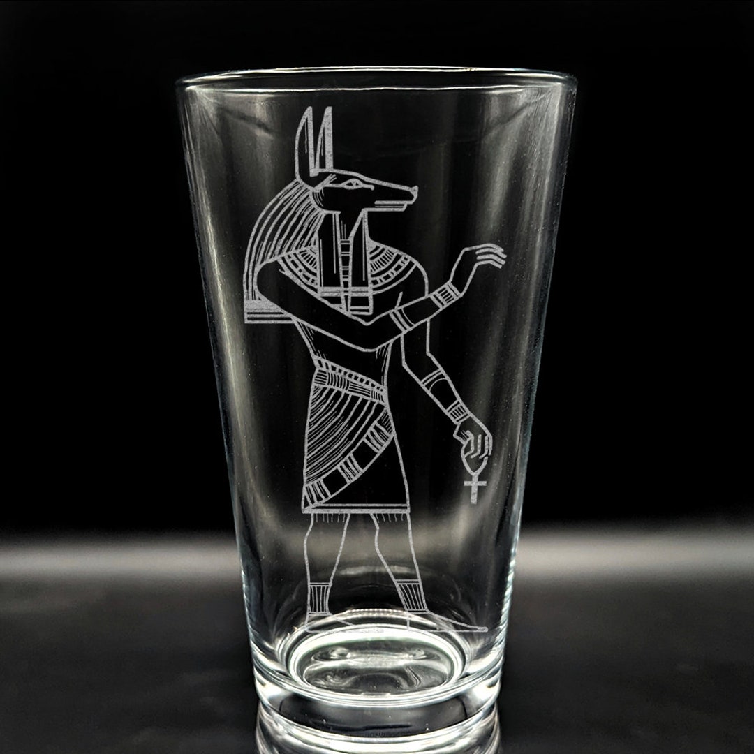 ANUBIS Engraved Pint Glass Egyptian Deity Handcrafted - Etsy