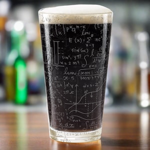 MATH EQUATIONS Engraved 16oz Pint Glass | Formulas School College Math ...