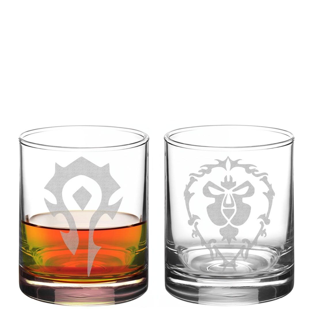 HORDE and ALLIANCE set of 2 Engraved 11oz Rocks Glasses Inspired by ...