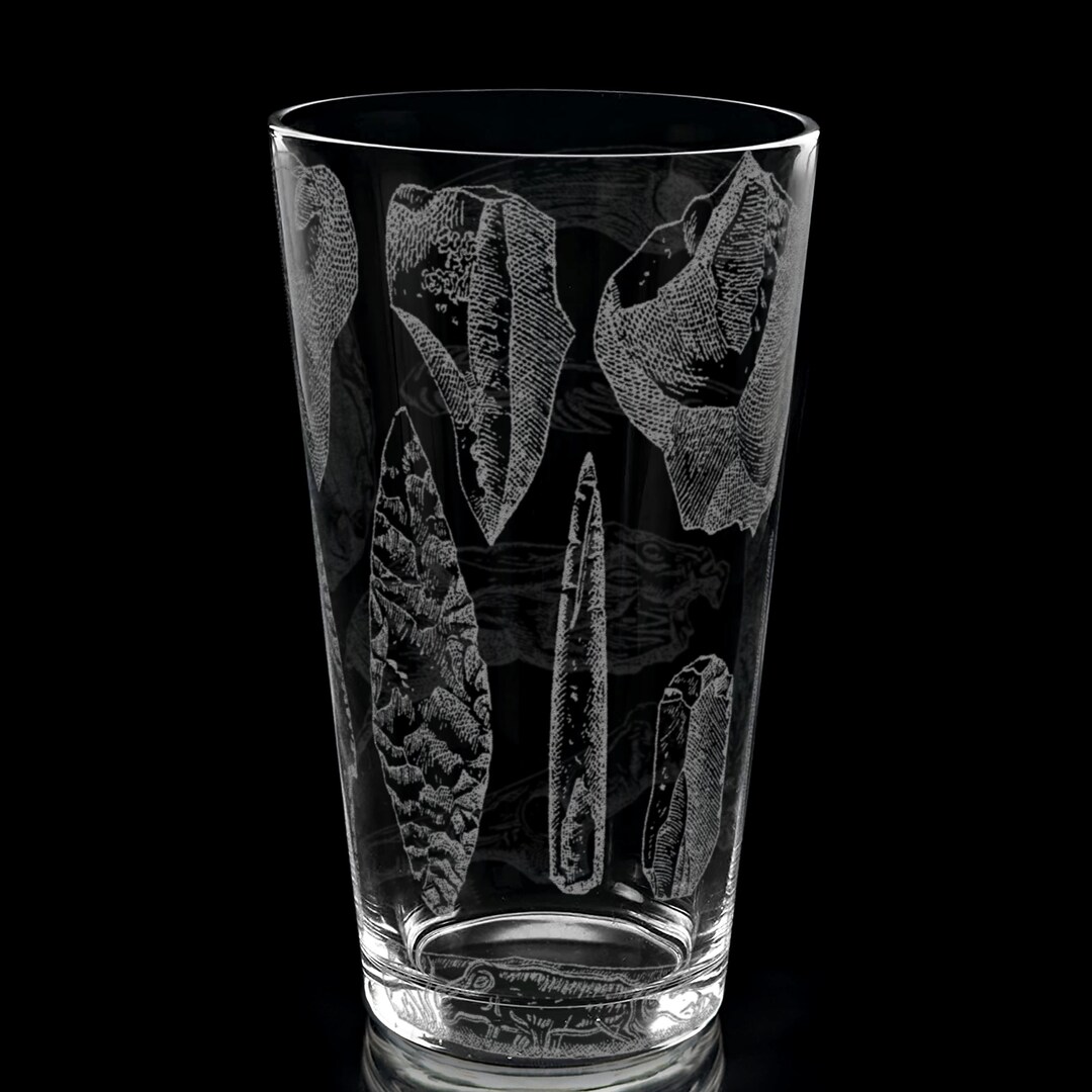 PREHISTORIC STONES + BONES Engraved 16oz Pint Glass | Ancient Artistry ...