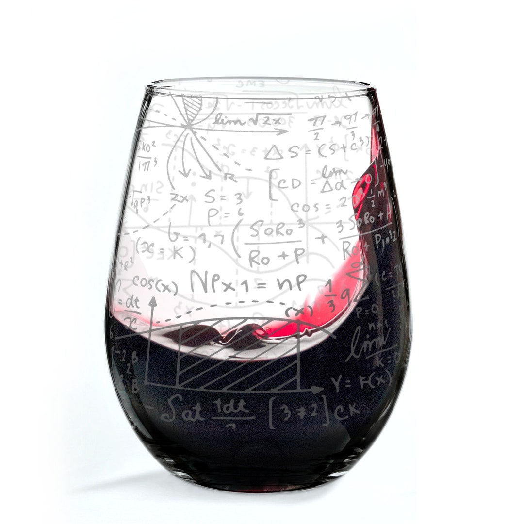 MATH EQUATIONS Engraved Wine Glass 17 Oz Rim Tempered Elements Science ...