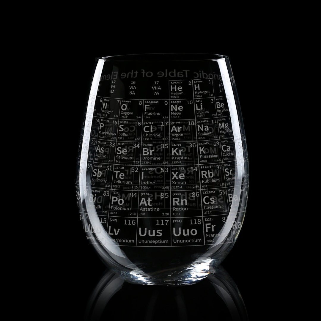 PERIODIC TABLE Engraved Wine Glass | 17 Oz Rim Tempered | Elements ...