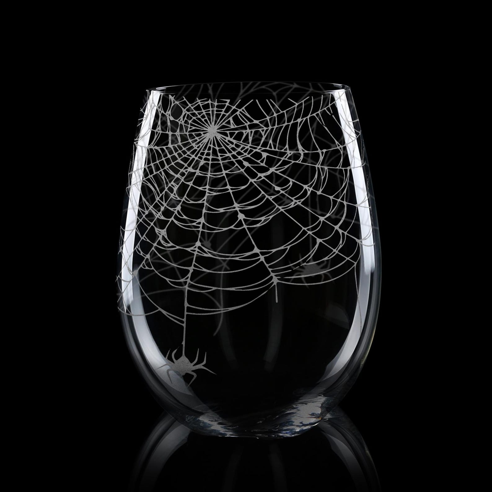 SPIDERWEBS Engraved 17oz Wine Glass | Inspired by Halloween | Classic ...