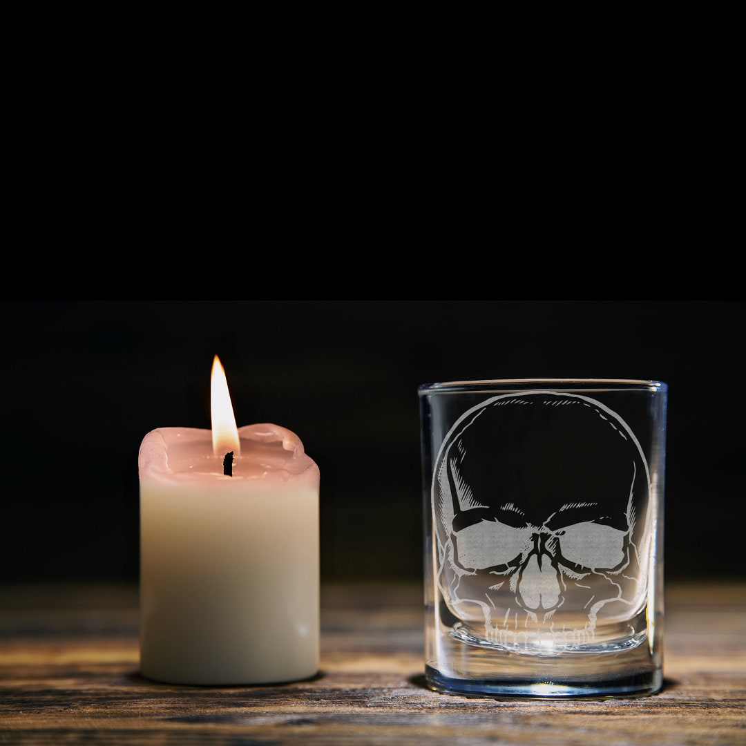 HUMAN SKULL Engraved 3oz Shot Glass | Rim Tempered | Skeleton Gothic ...