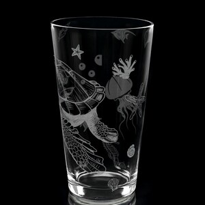 SEA TURTLE Engraved 16oz Pint Glass | Ocean Animals Marine Life Water ...