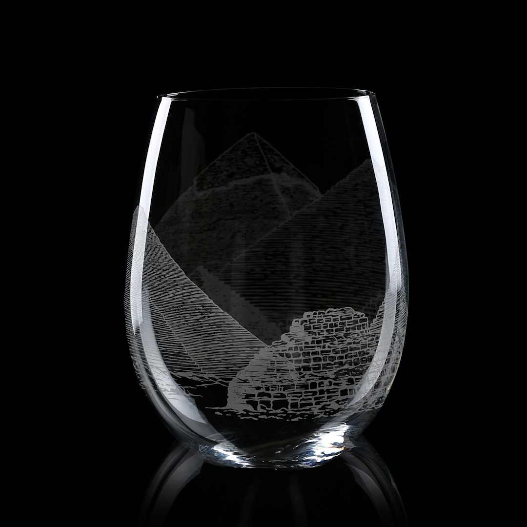 PYRAMIDS OF GIZA Engraved 17oz Wine Glass | Majestic Symbol of Ancient ...