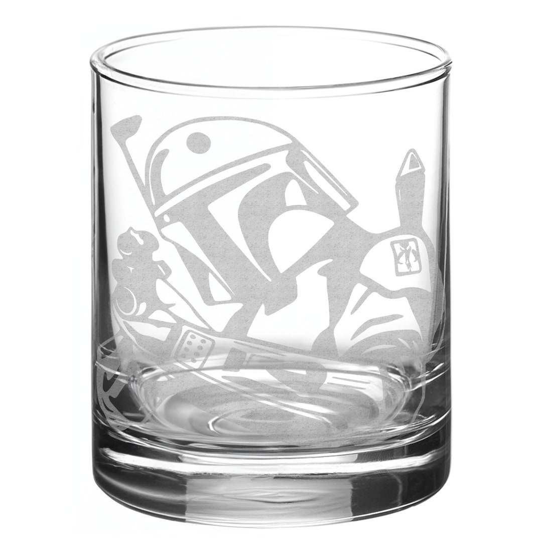 BOBA FETT MANDALORIAN Engraved 11oz Rocks Glass Inspired by Mandalorian ...