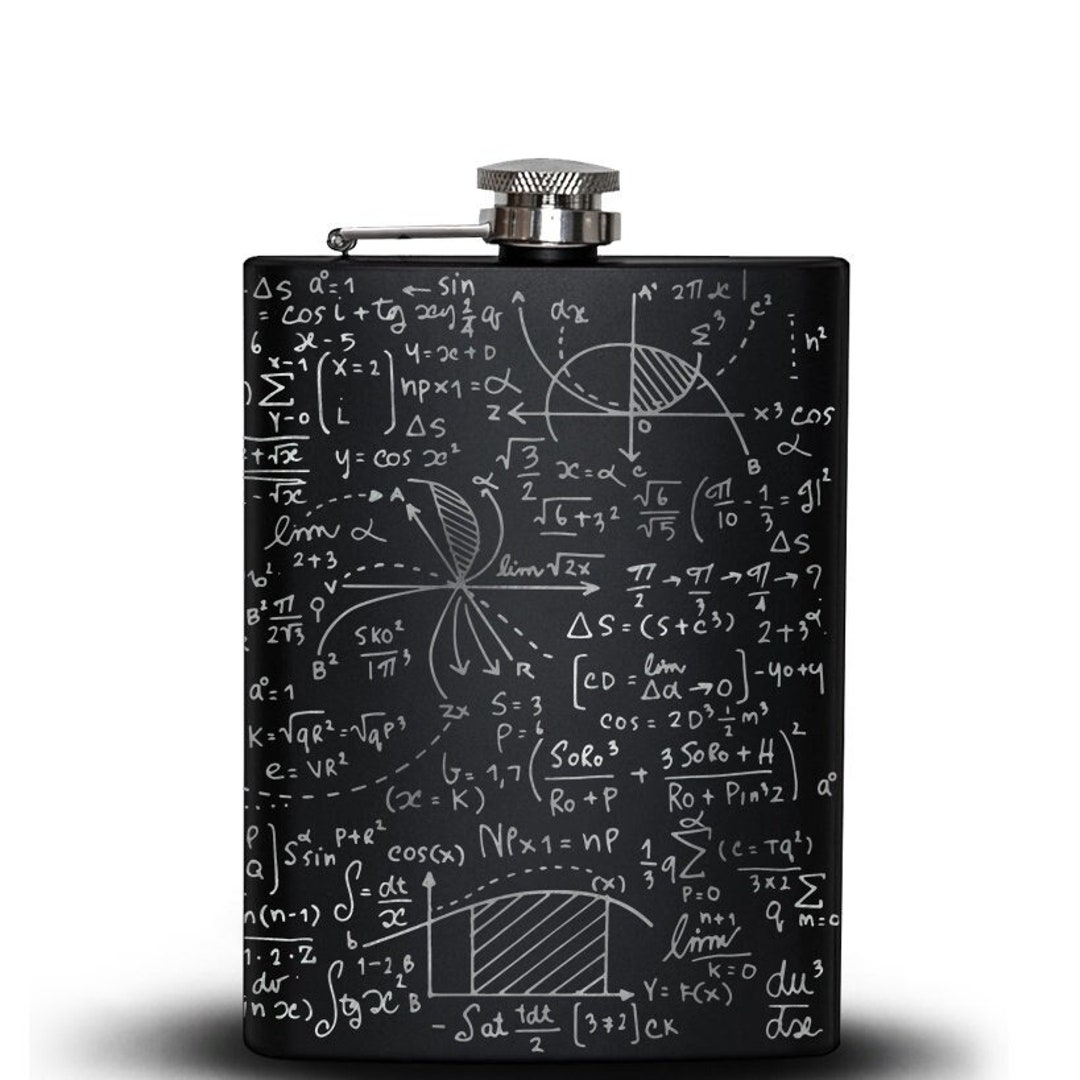 MATH & SCIENCE Flask | Sci-math Spirits: Engraved 8oz Hip Flask - Geeky ...