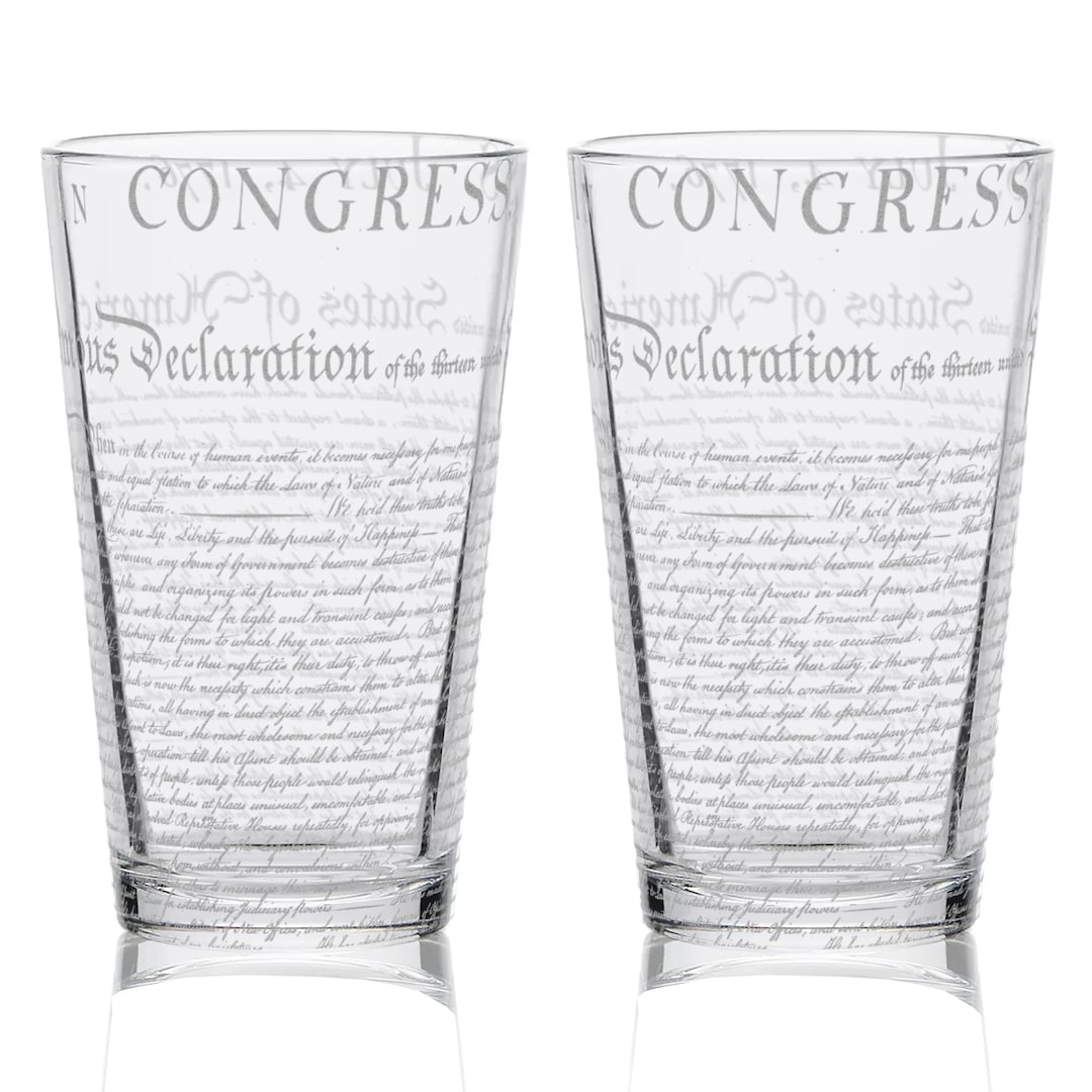 DECLARATION of INDEPENDENCE (set of 2) Engraved 16oz Pint Glass ...