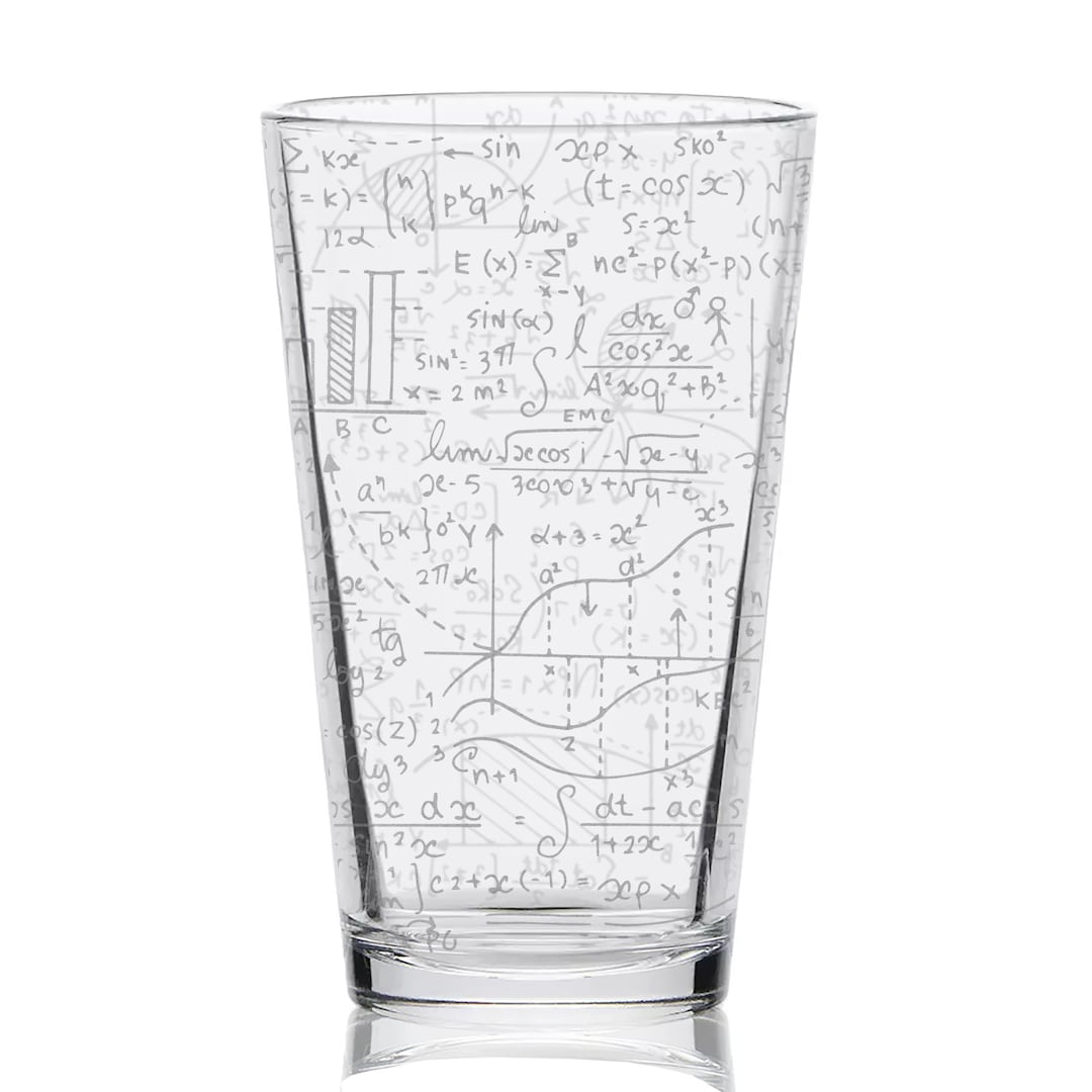 MATH EQUATIONS Engraved 16oz Pint Glass Formulas School College Math ...