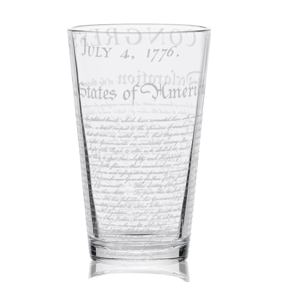 DECLARATION of INDEPENDENCE Engraved 16oz Pint Glass Liberty Toast ...