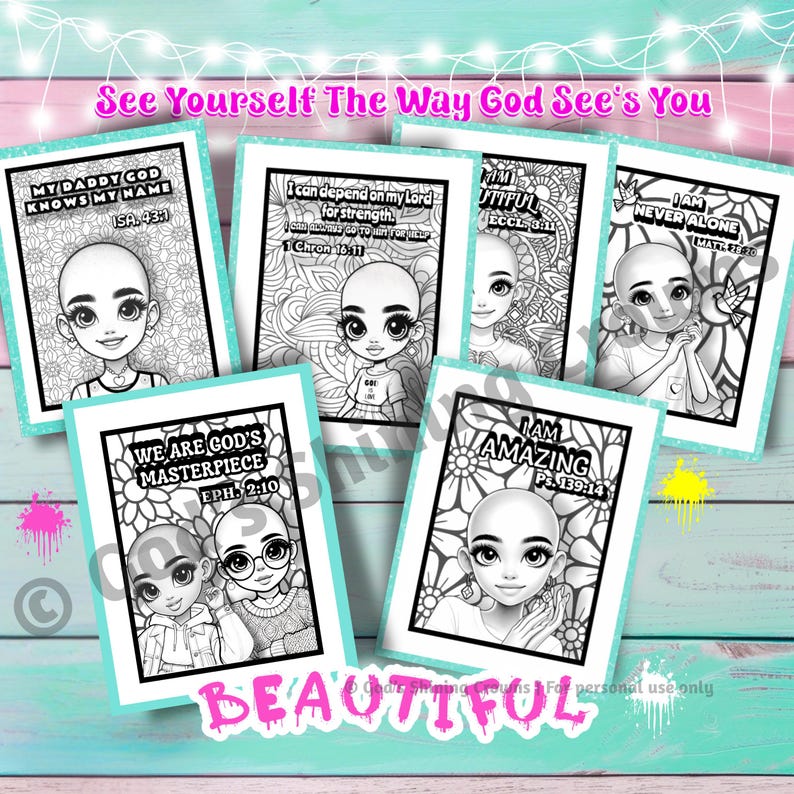 Bald Girl Christian Coloring Pages | Alopecia & Chemo Support (PNG ...