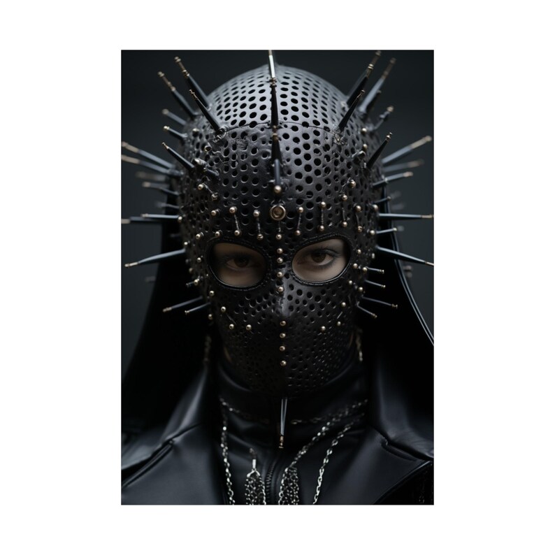 Enigmatic Spiked Helmet Portrait Edgy Fashion Art Mereki Gallery ...
