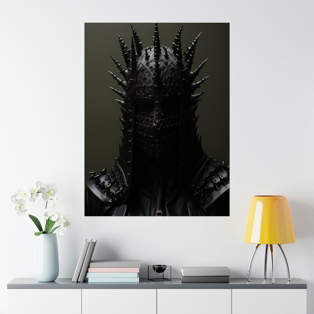 Dark Warrior Helmet Poster Gothic Spiked Armor Art Mereki Gallery ...
