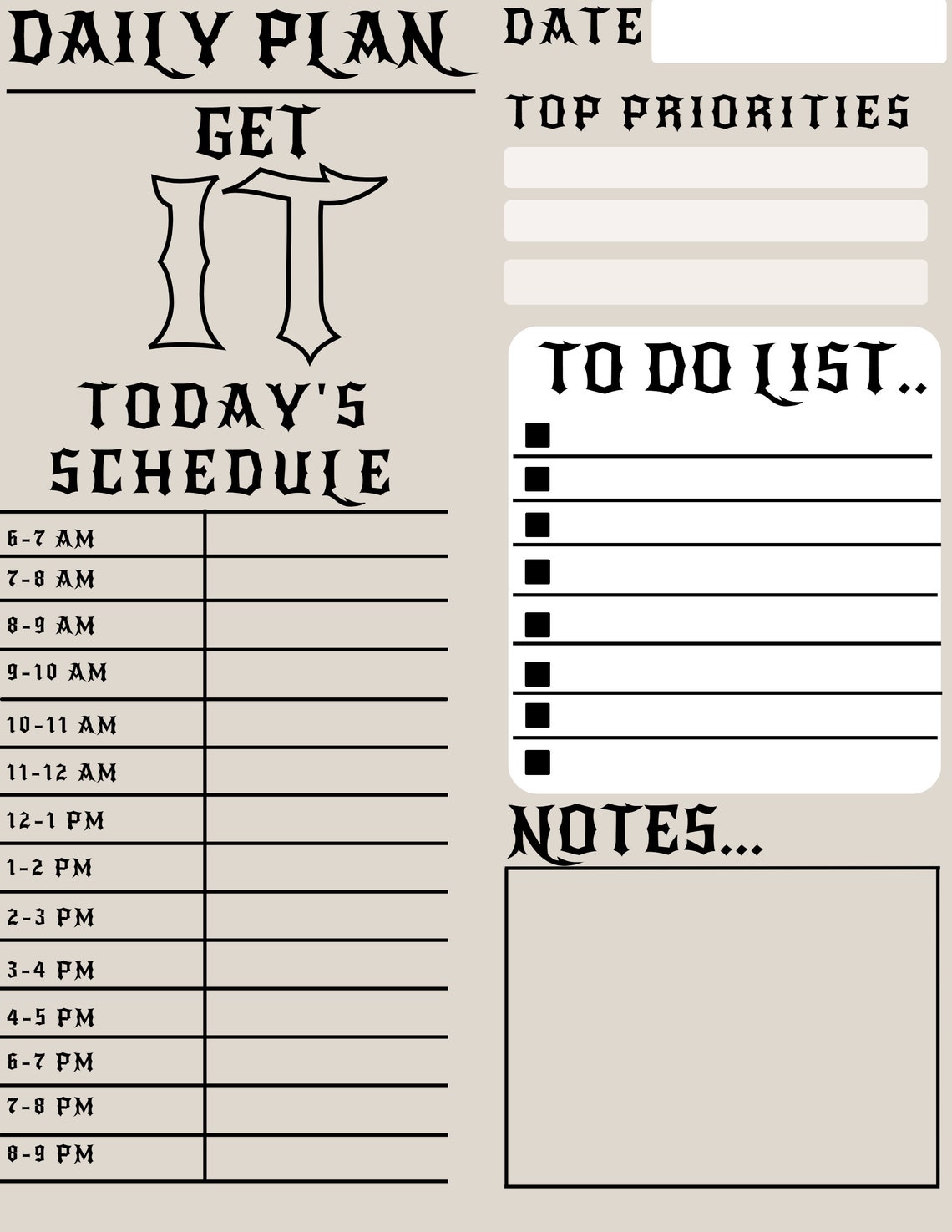 MANLY Daily to Do List Instant Download Daily Planner - Etsy
