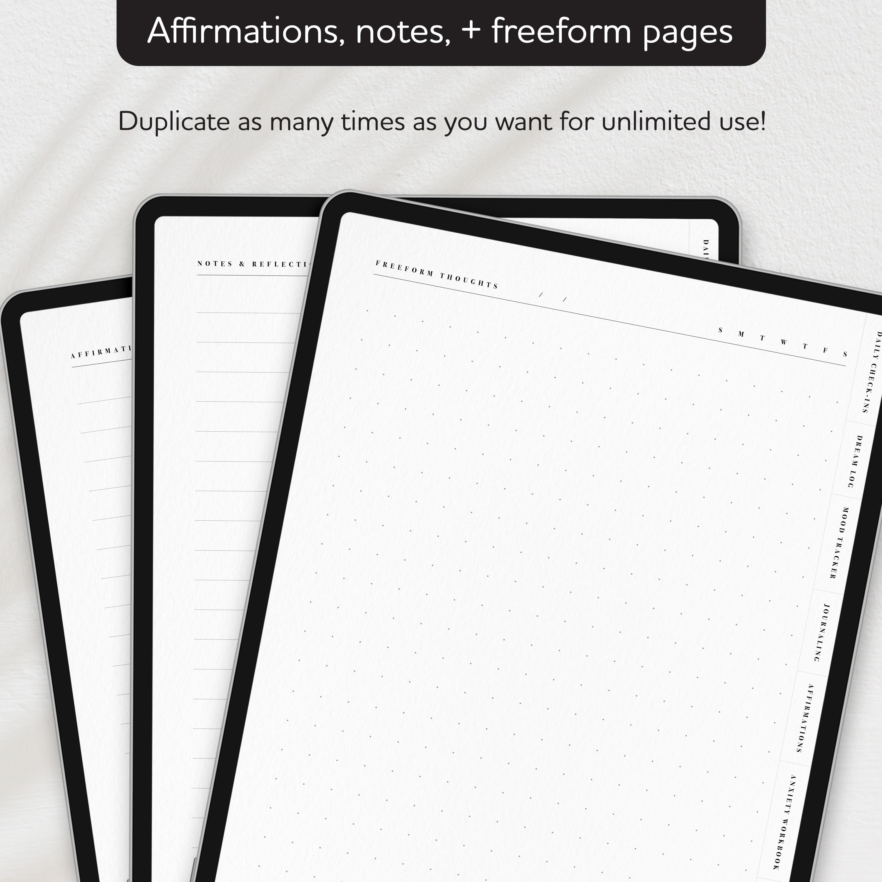 Digital Mindfulness Journal for Goodnotes on iPad Daily Check-ins, Mood ...