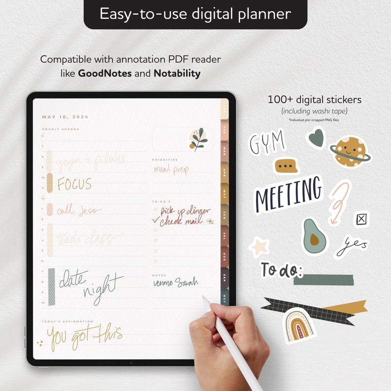 2024 Boho Digital Planner for Goodnotes on iPad Monthly Daily Views ...