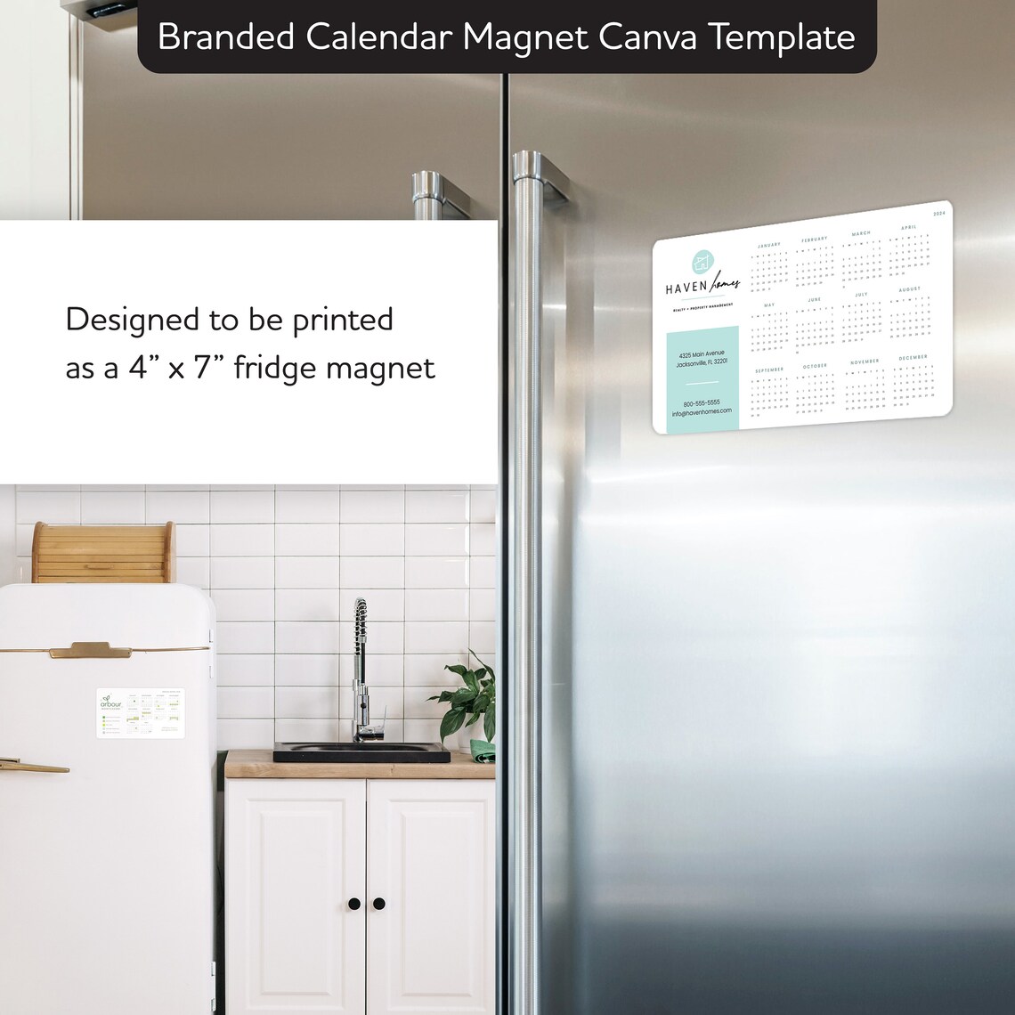 2024 Branded Calendar Magnet Canva Template Printable, Editable ...