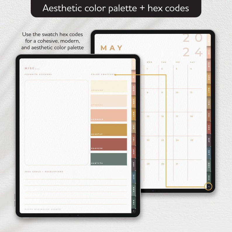 2024 Boho Digital Planner for Goodnotes on iPad Monthly Daily Views ...