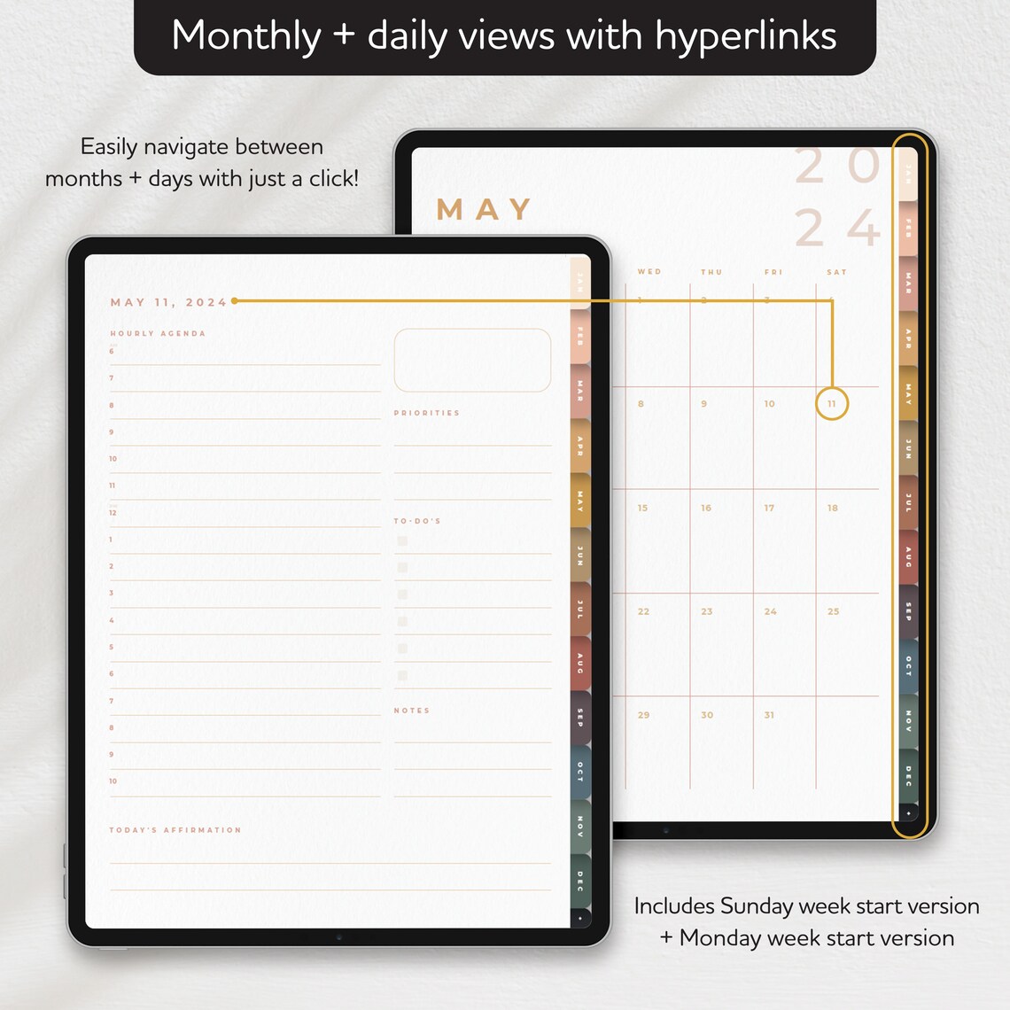 2024 Boho Digital Planner for Goodnotes on iPad Monthly Daily Views ...