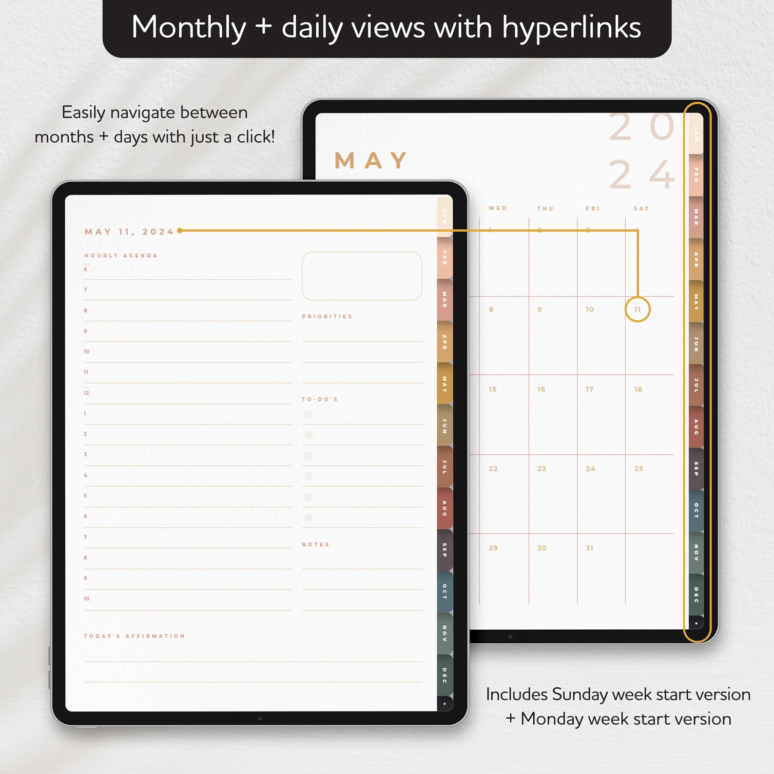 2024 Boho Digital Planner for Goodnotes on iPad Monthly Daily Views ...