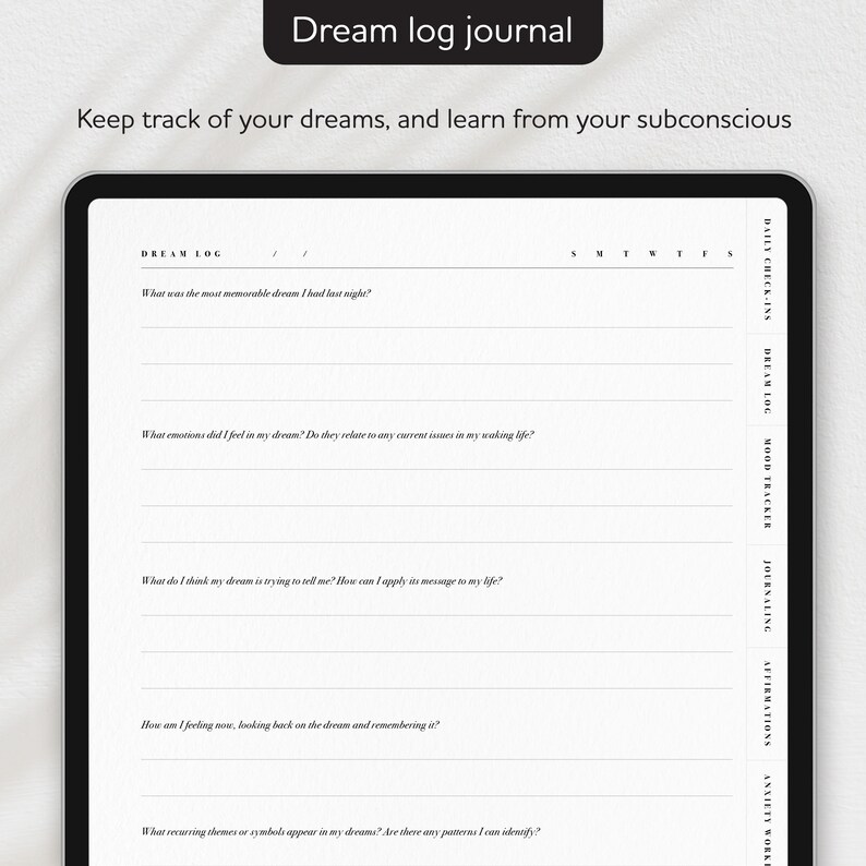 Digital Mindfulness Journal for Goodnotes on iPad Daily Check-ins, Mood ...