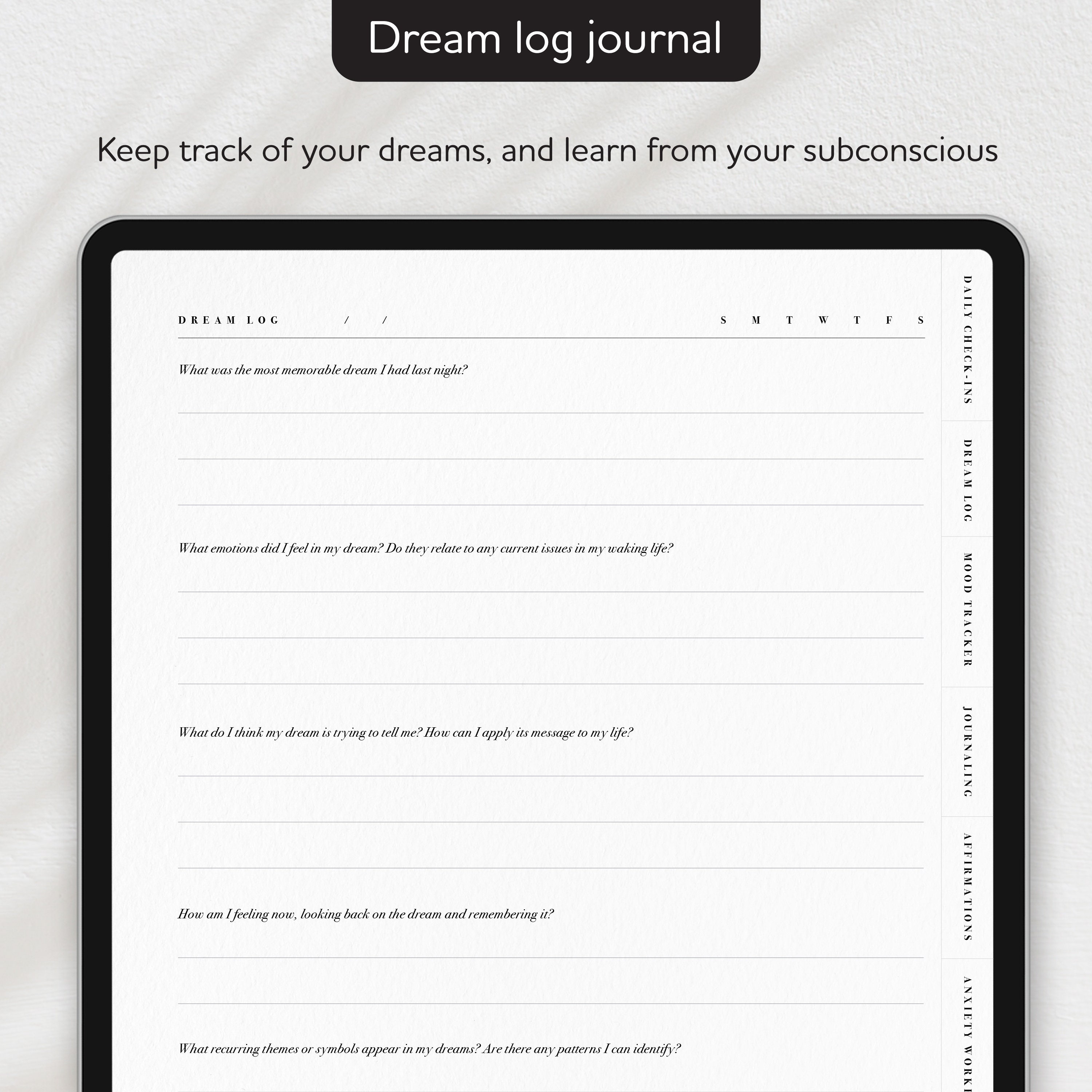 Digital Mindfulness Journal for Goodnotes on iPad Daily Check-ins, Mood ...