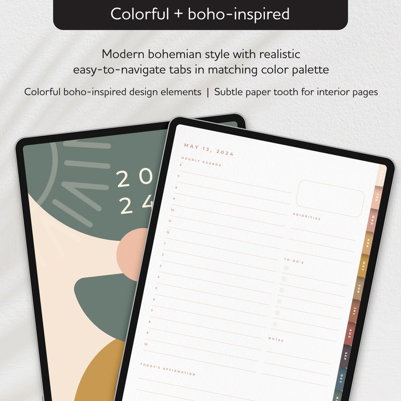 2024 Boho Digital Planner for Goodnotes on iPad Monthly Daily Views ...