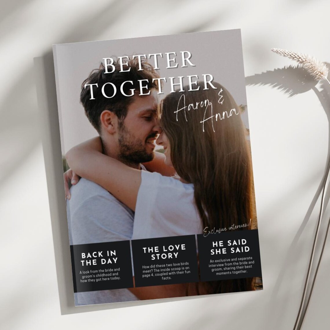 Custom Wedding Magazine Template | Bridal Couple Gift, Personalized ...