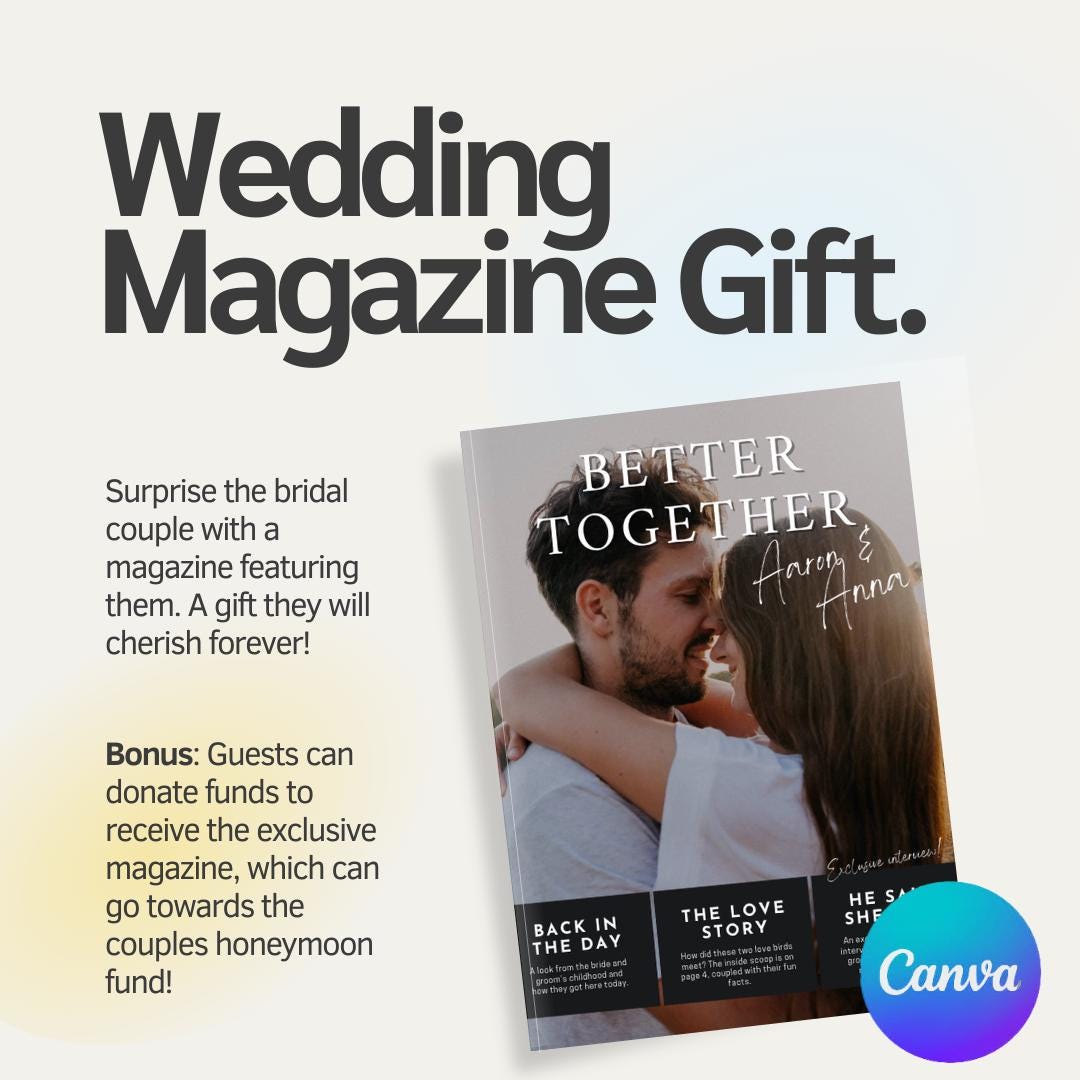 Custom Wedding Magazine Template | Bridal Couple Gift, Personalized ...