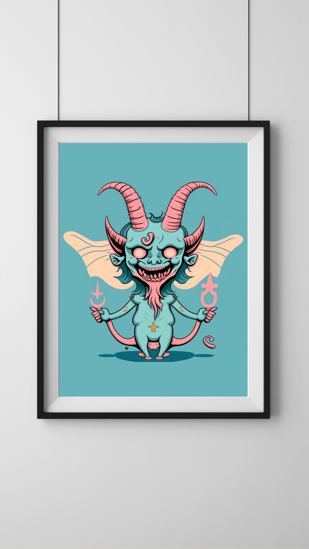 Pastel Demon Cartoon Digital Print Digital Art Demon Art Baby Demon Art ...