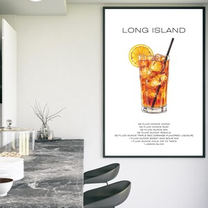 Retro Long Island Cocktail Wall Art | Sophisticated Minimalist Poster ...