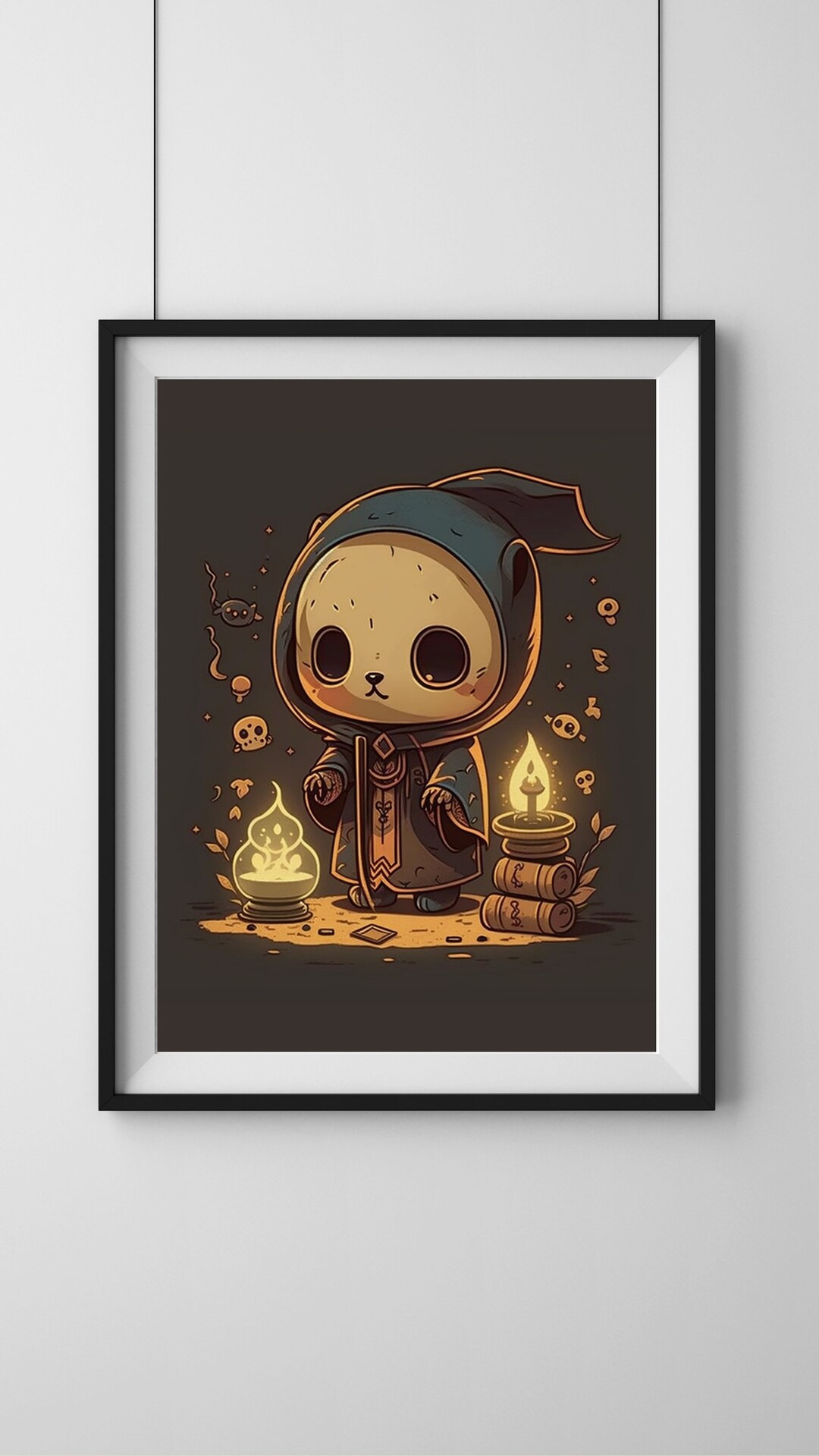 Cute Occult Bear Cartoon With Cats Digital Print Digital Art Occult Art ...
