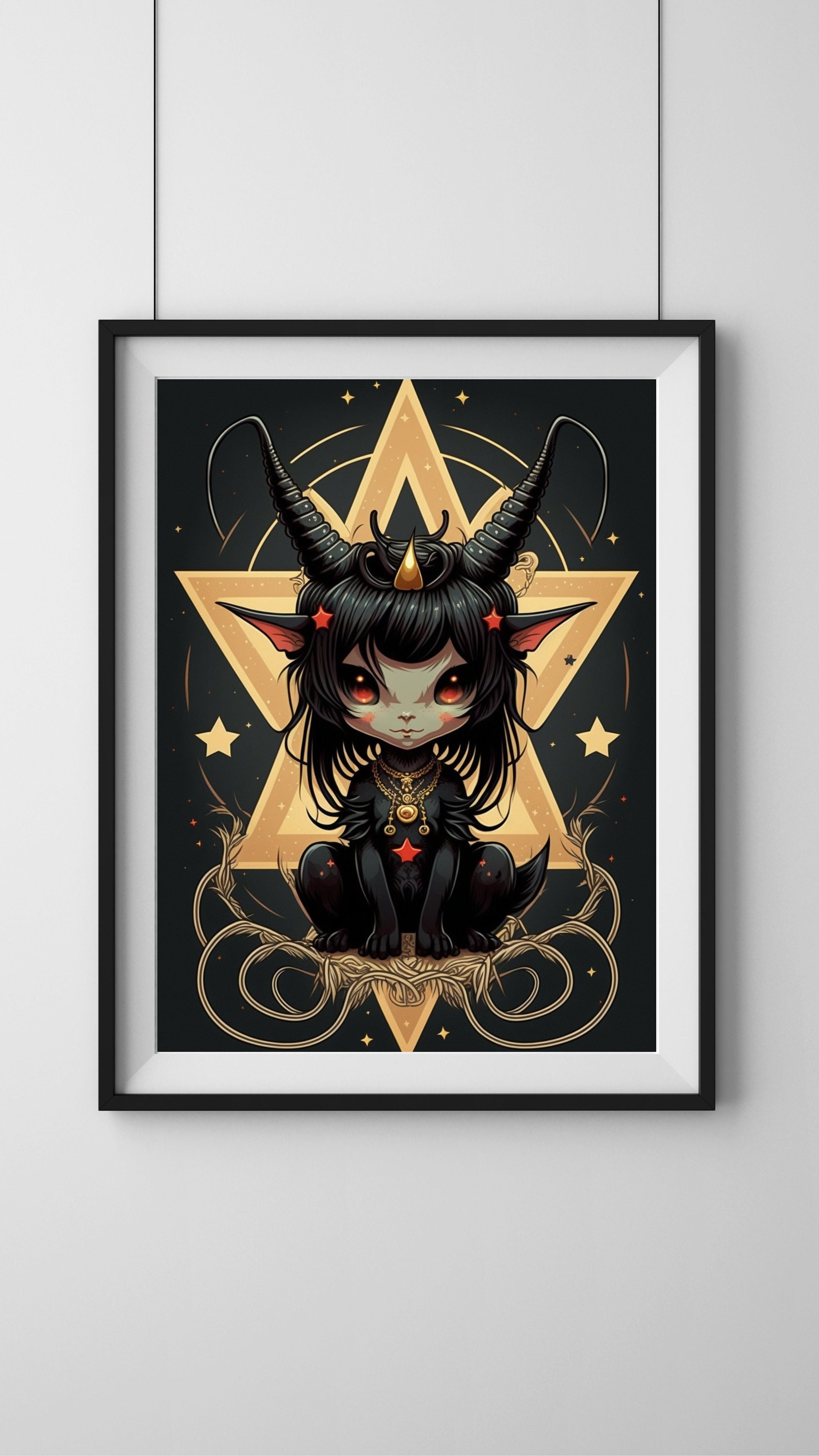 Satanic Baphomet Cartoon Digital Print Digital Art Baphomet Art Baby ...