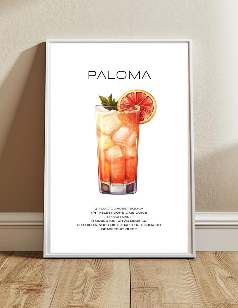 Paloma Wall Art Print | Cocktail Poster | Trendy Wall Art | Minimalist ...
