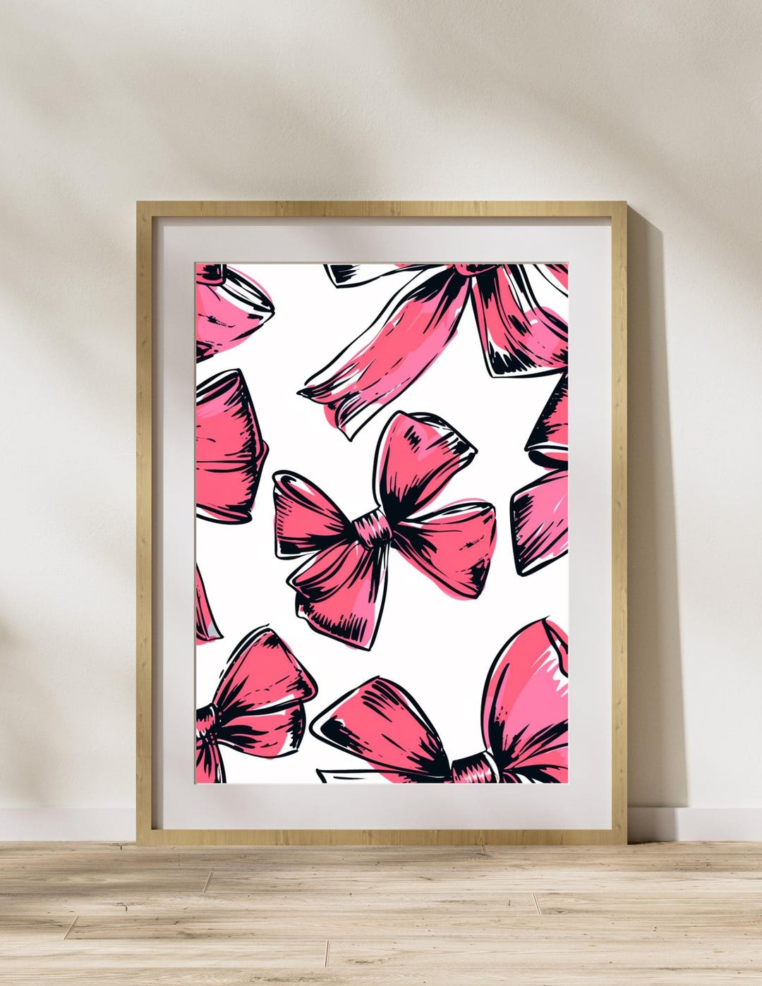 Pink Bows Printable Poster Print, Preppy Trendy, Beauty Lipstick Dorm ...