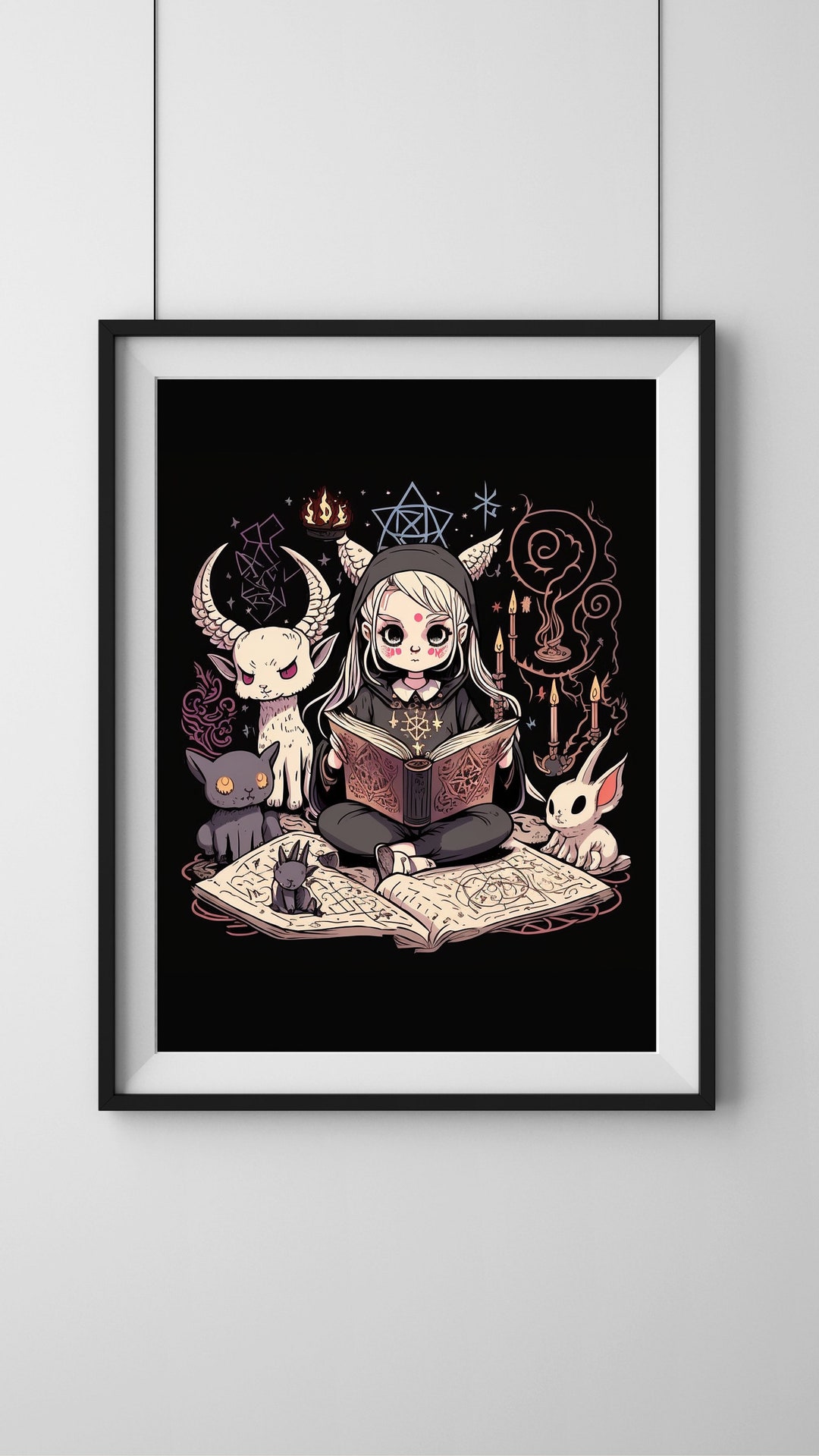 Cute Evil Occult Femme Cartoon Digital Print Digital Art Occult Art ...