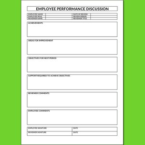 Employee Performance Review Discussion - Printable PDF - Etsy
