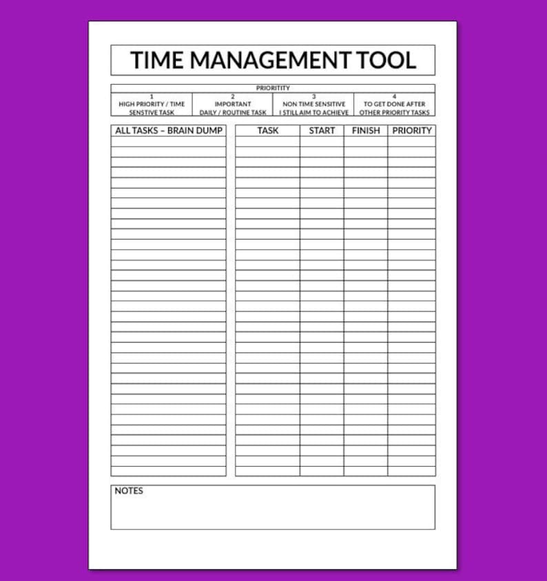 Time Management (timeboxing) Planner - Printable PDF - Etsy