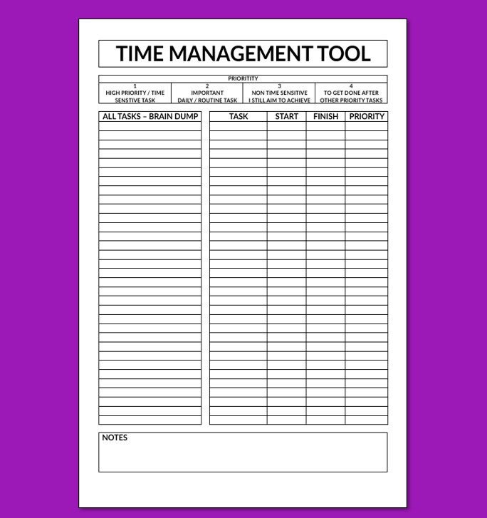 Time Management (timeboxing) Planner - Printable PDF - Etsy