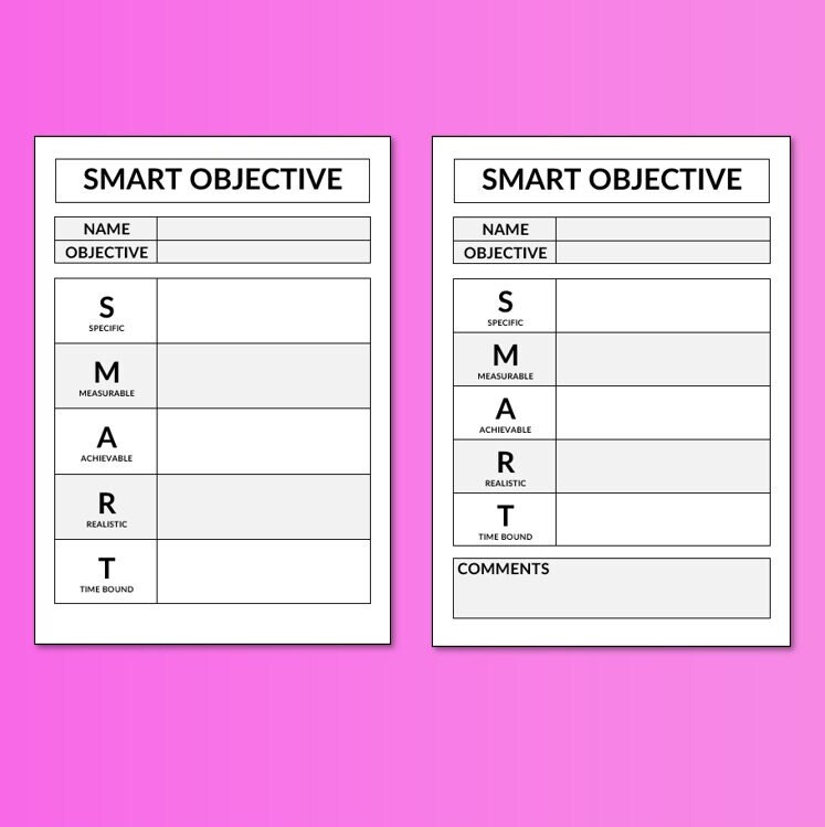 SMART Objectives Printable Template - Printable PDF - Etsy