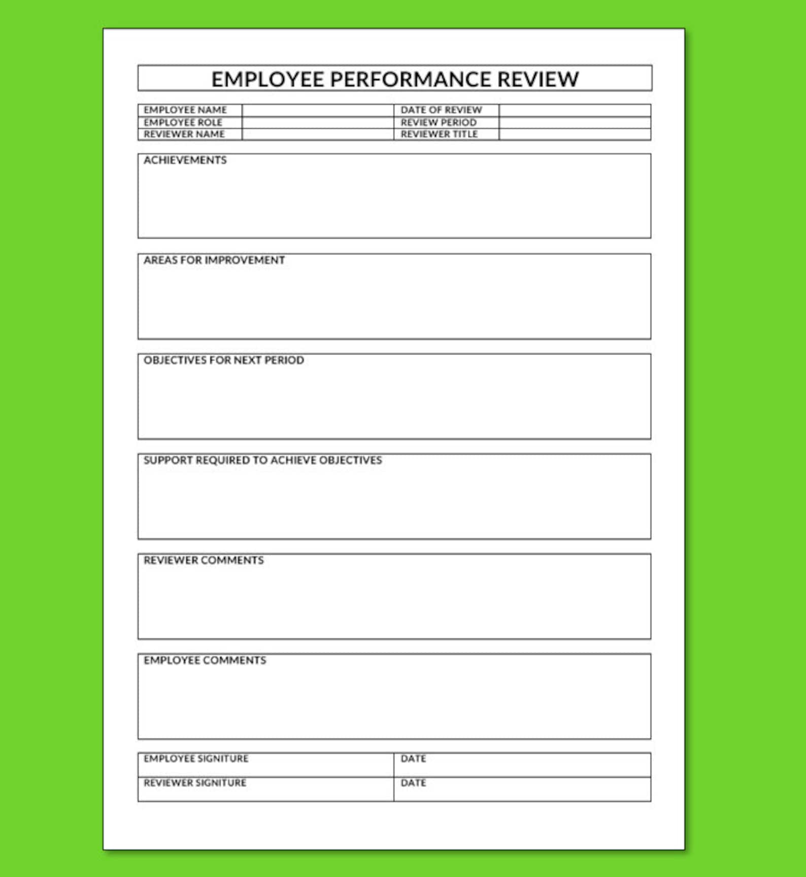 Employee Performance Review Discussion - Printable PDF - Etsy