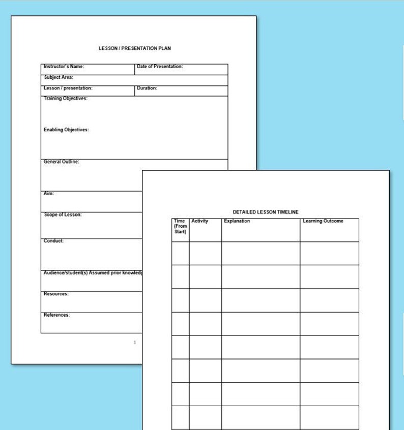 Professional Presentation / Lesson Plan Word / Pdf Instant Download - Etsy