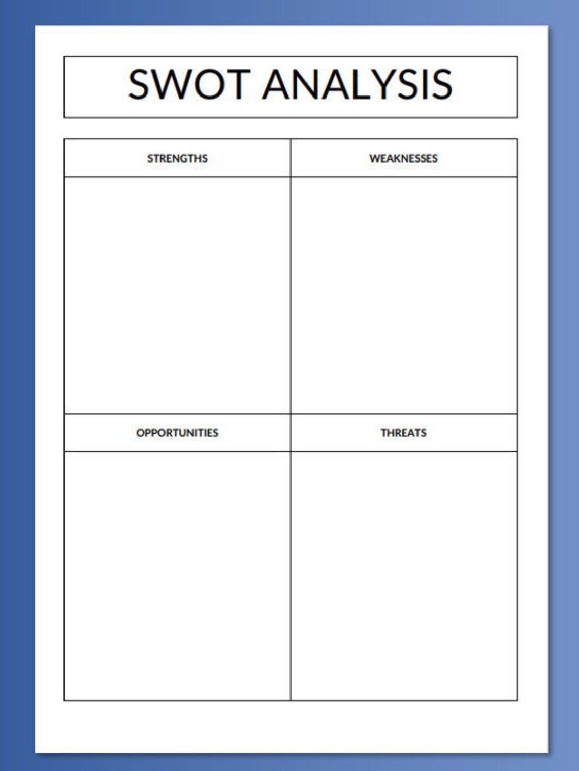 SWOT Analysis - Printable PDF Set - Etsy