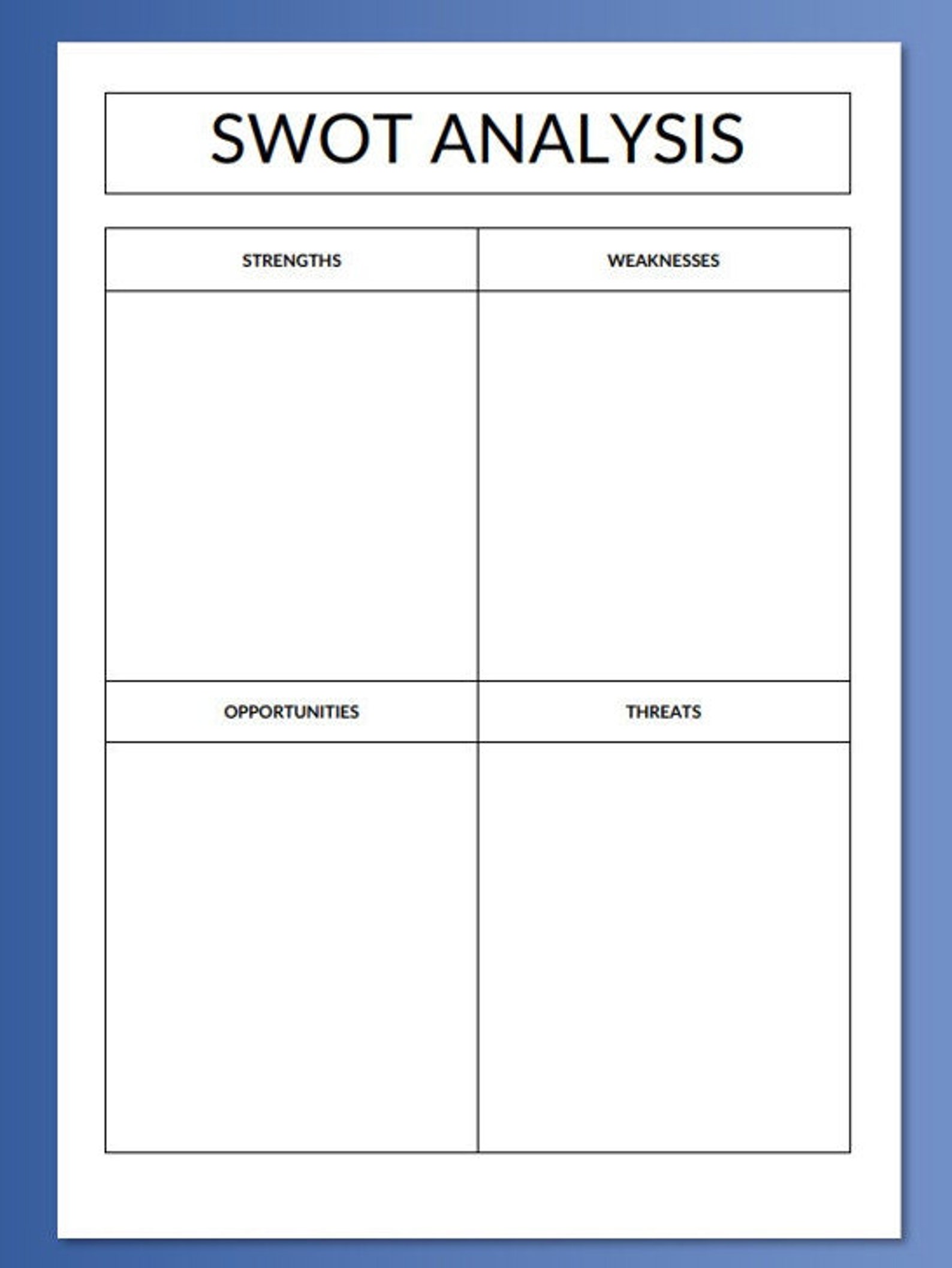 SWOT Analysis - Printable PDF Set - Etsy