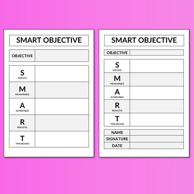 SMART Objectives Printable Template - Printable PDF - Etsy